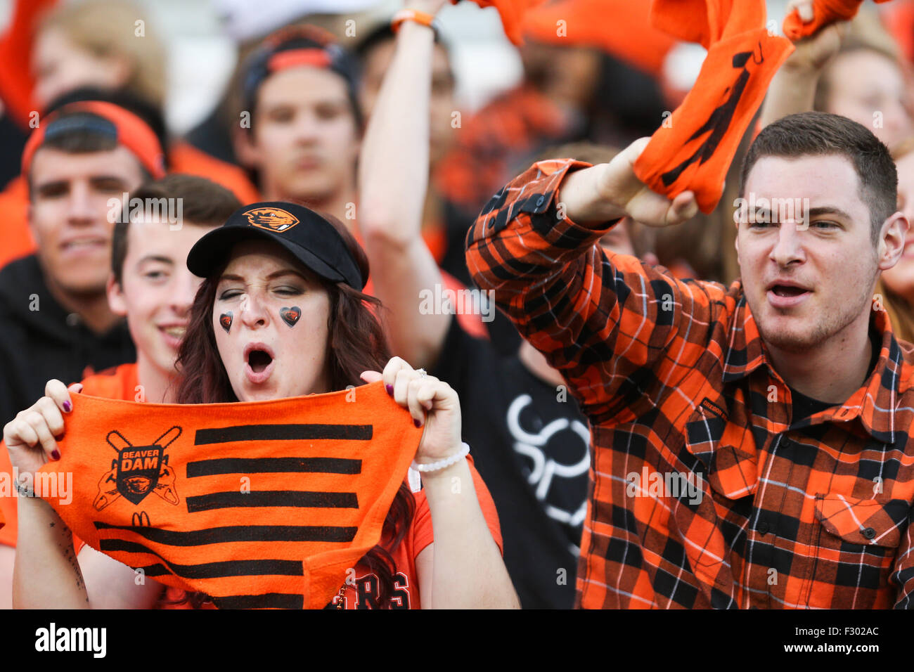 Sept. 25, 2015 - OSU students cheer in the stands. Oregon State ...