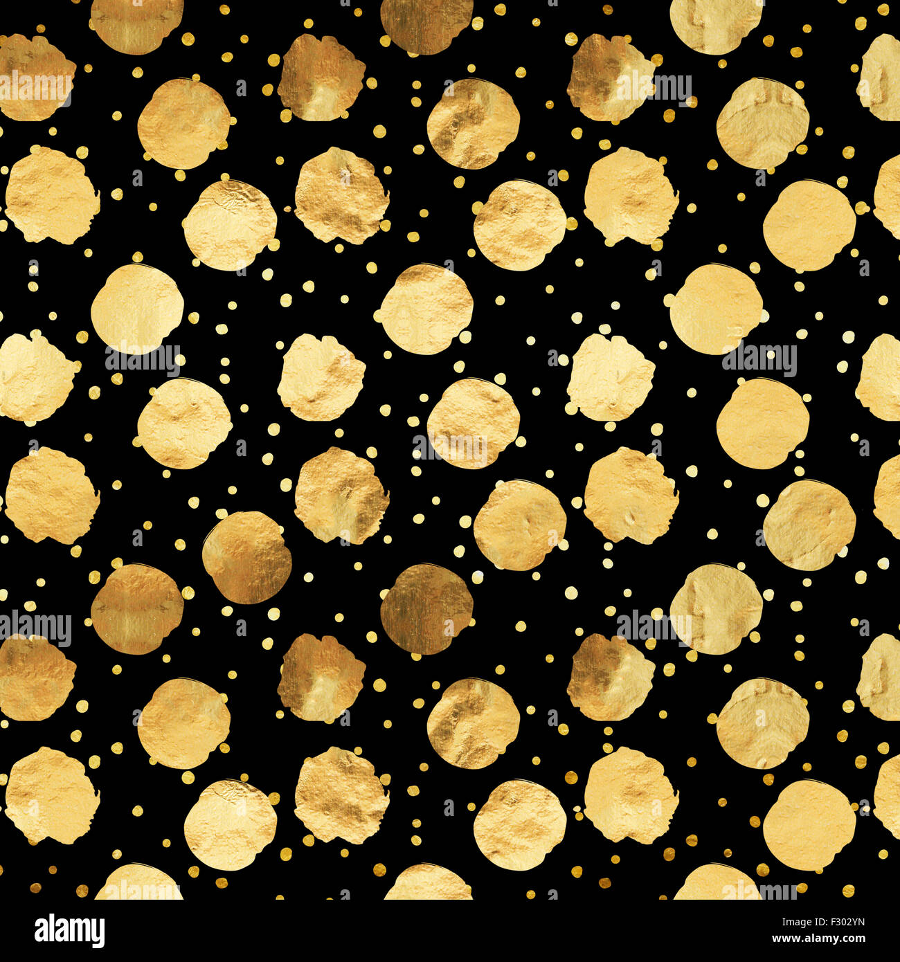 Gold Dots Faux Foil Metallic Black Background Pattern Texture Stock ...