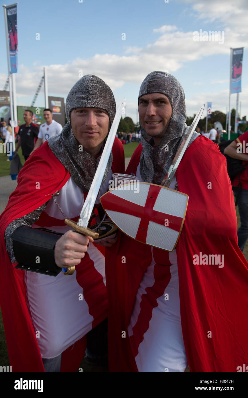 Richmond, London, UK. 26th Sep, 2015. Two England Rugby World Cup fans ...