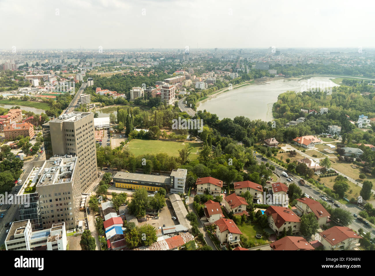 Aerial View Of Bucharest City Skyline Stock Photo - Alamy