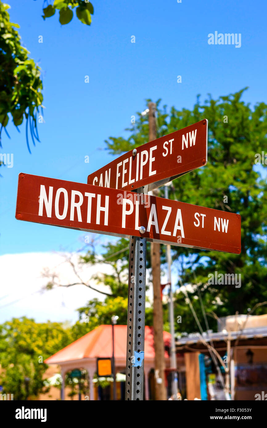 Intersection signpost North Plaza and San Felipe Streets in Old Town ...