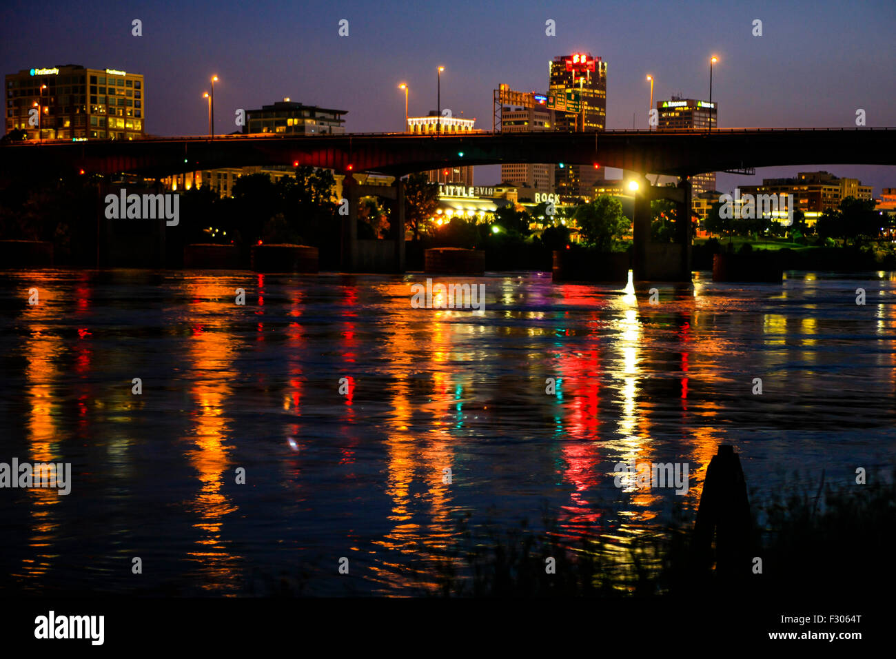 View of Little Rock city and the I-30 bridge over the Arkansas River at ...