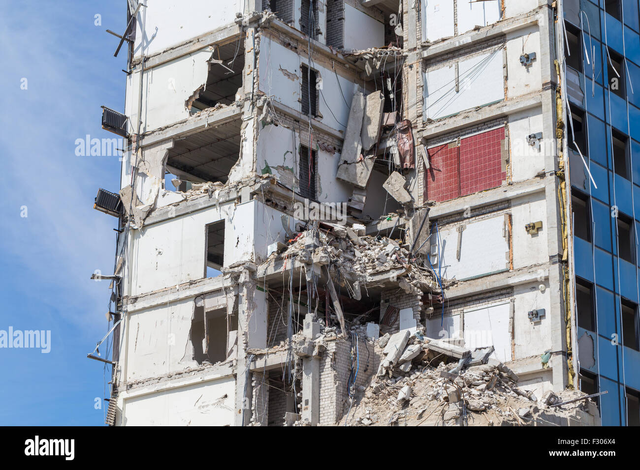 Pieces of Metal and Stone are Crumbling from Demolished Stock Photo - Alamy