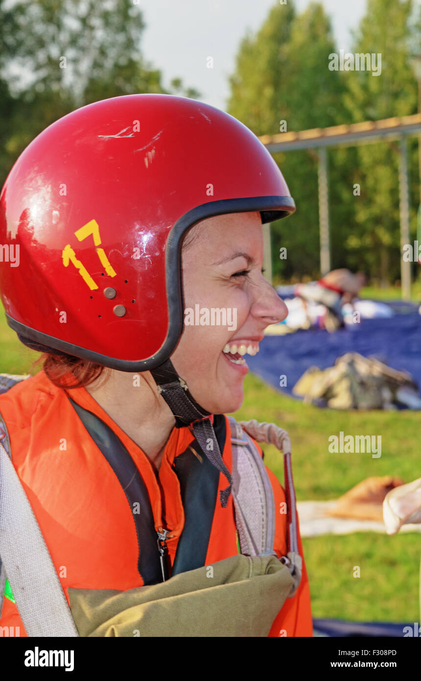 Parachutists - 2014. Portrait of the parachutist. Before the start of ...