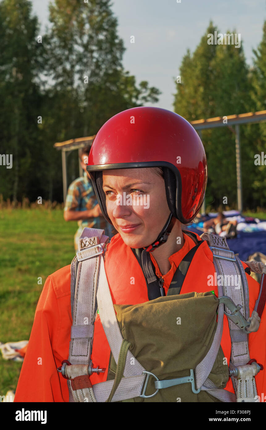 Parachutists - 2014. Portrait of the parachutist. Before the start of ...