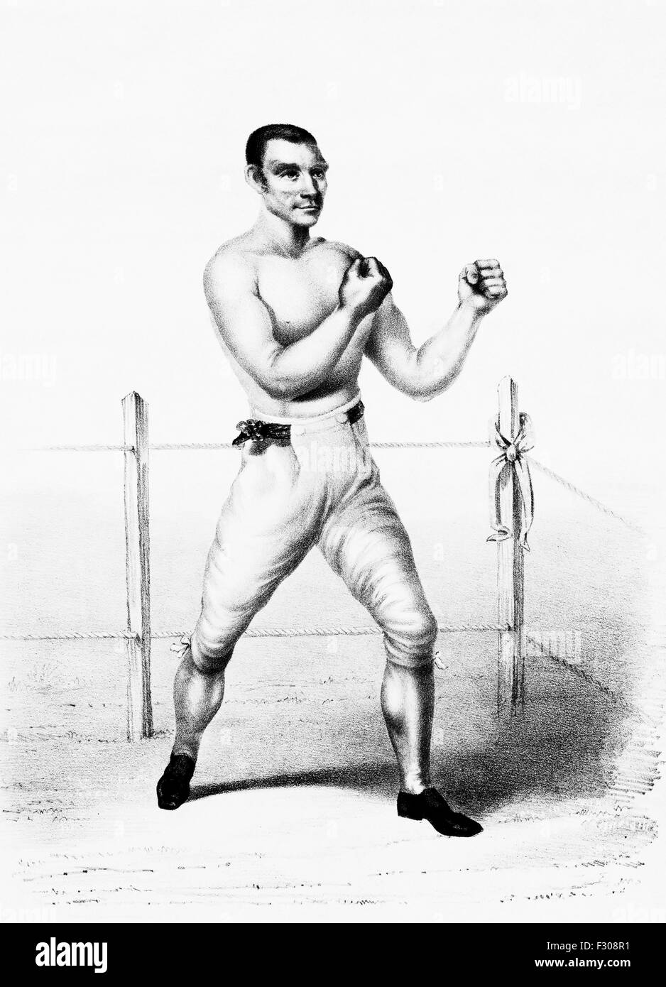Vintage portrait print of bare-knuckle boxer Yankee Sullivan (c1811 ...