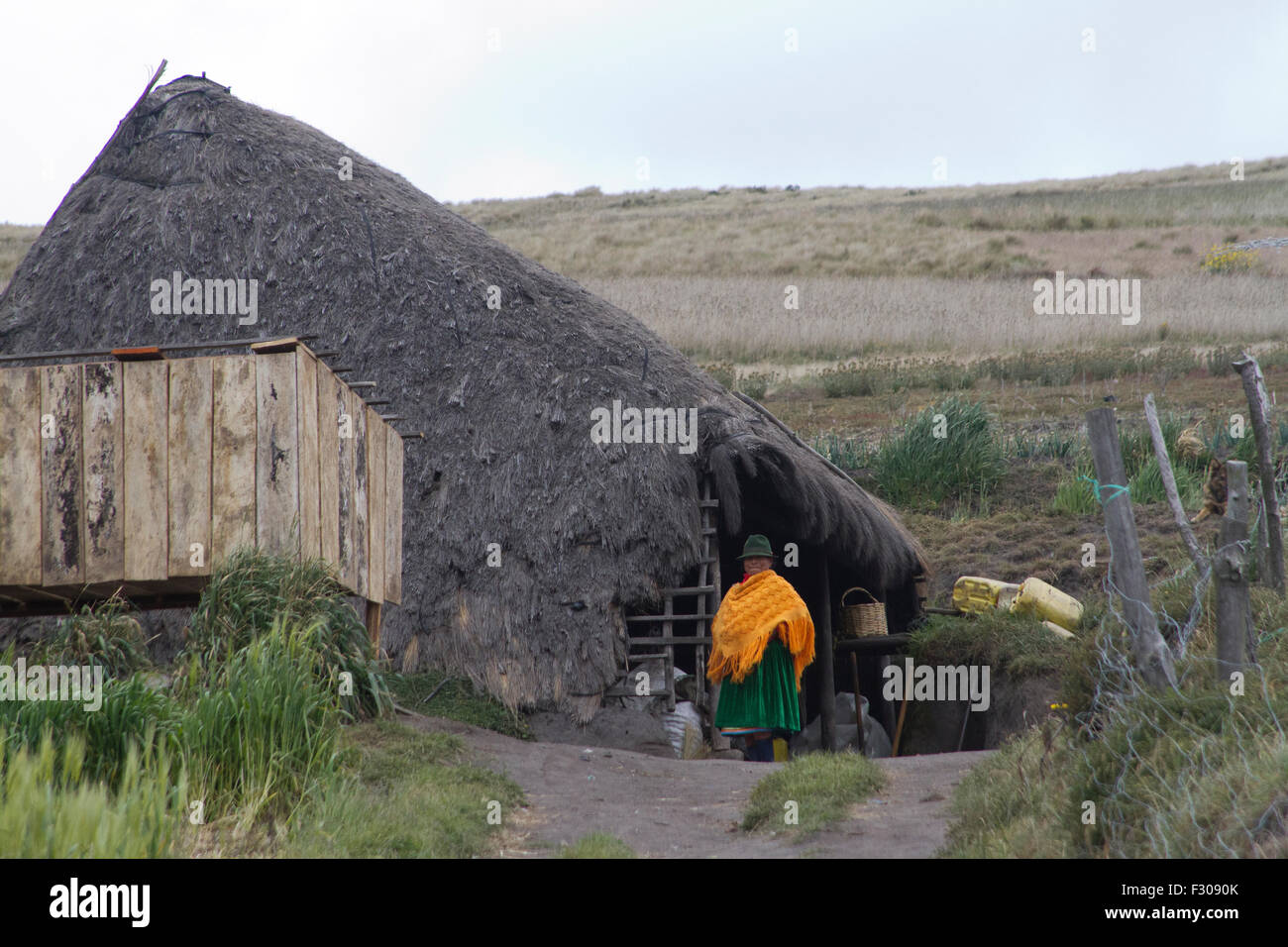Local indigenous home in the Andean mountains near Laguna Quilotoa ...