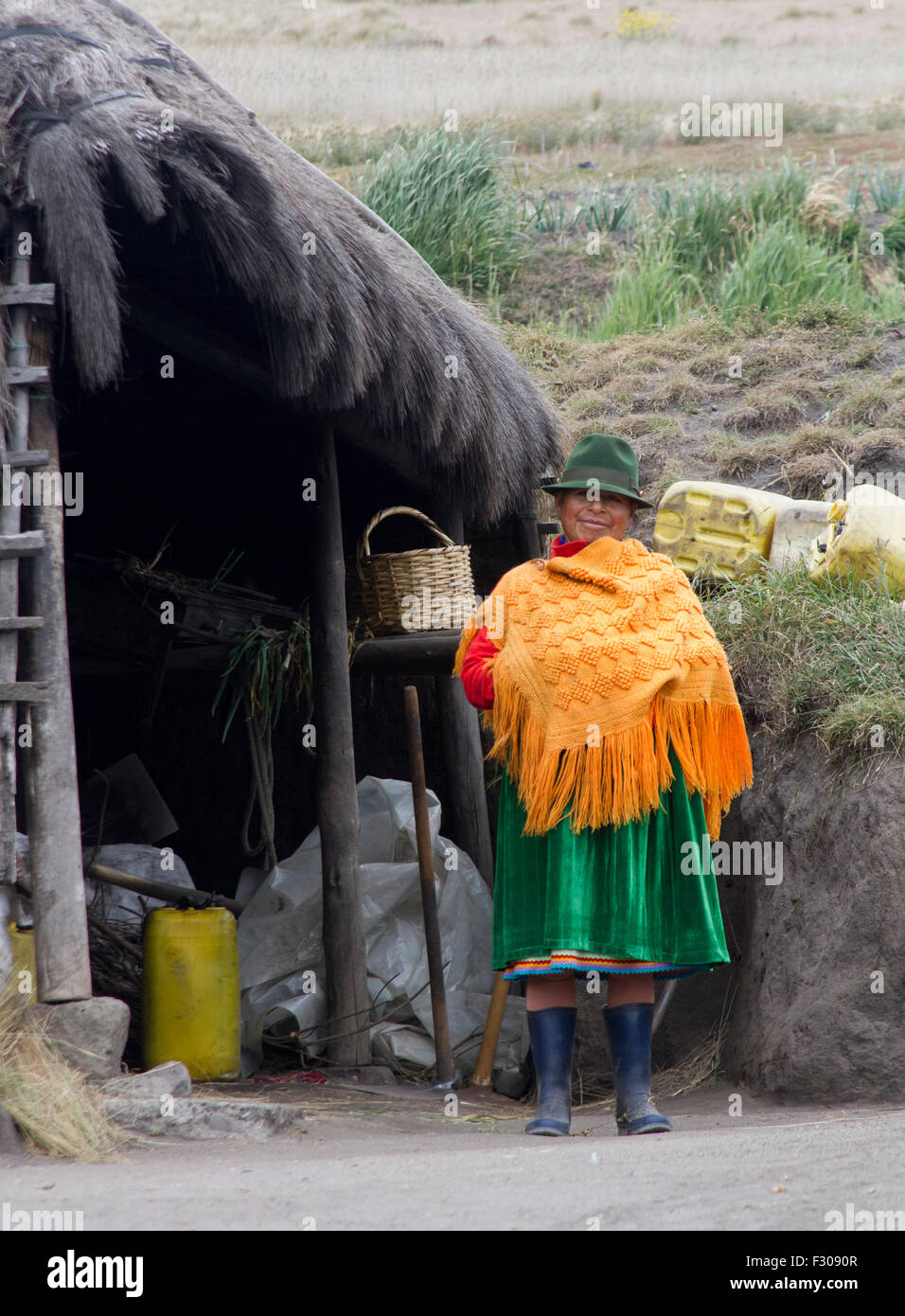 Local indigenous home in the Andean mountains near Laguna Quilotoa ...