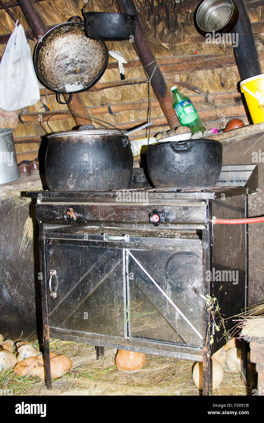 Local indigenous home in the Andean mountains near Laguna Quilotoa ...