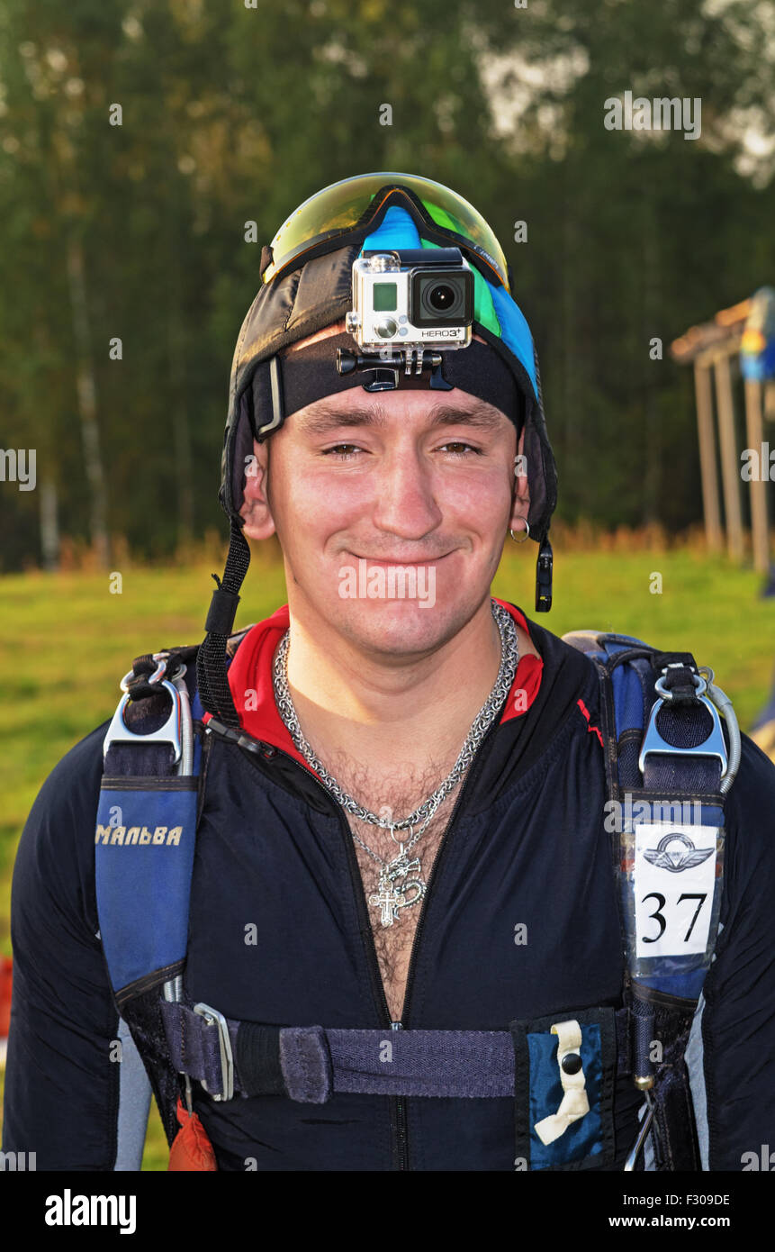 Parachutists - 2014. Portrait of the parachutist Stock Photo - Alamy