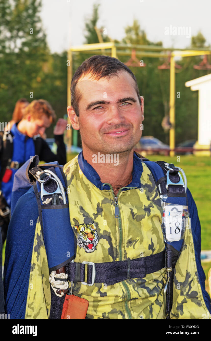 Parachutists - 2014. Portrait of the parachutist Stock Photo - Alamy