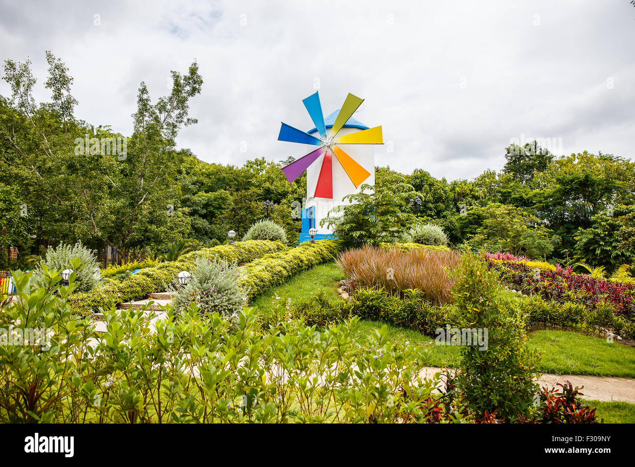 Wind turbines in the garden Stock Photo - Alamy
