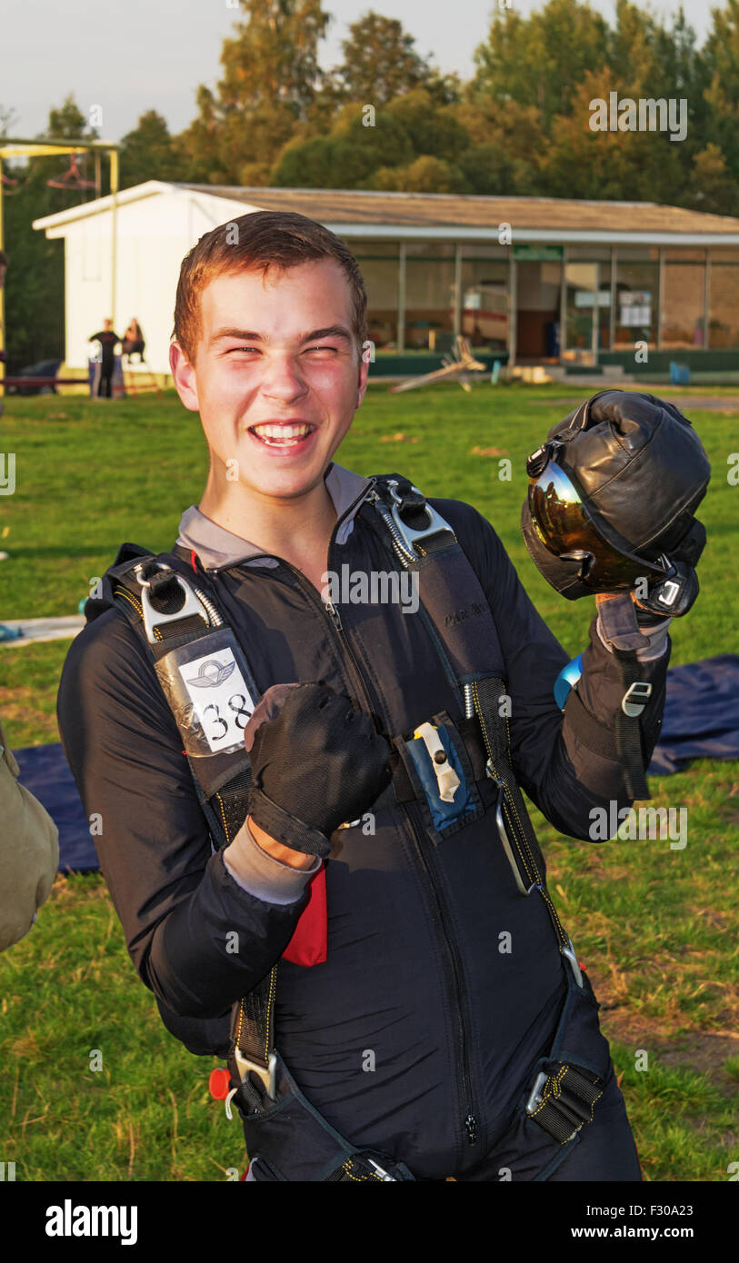 Parachutists - 2014. Portrait of the parachutist Stock Photo - Alamy