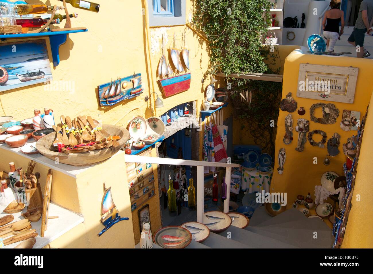 Greek souvenirs sale shop tourist display craft Stock Photo - Alamy