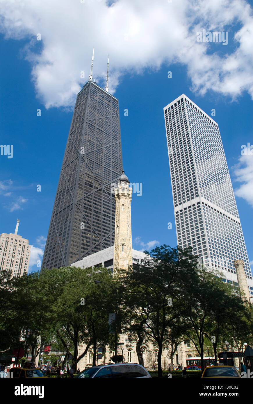 The Water Tower and the Hancock Building on Michigan Avenue, Chicago ...
