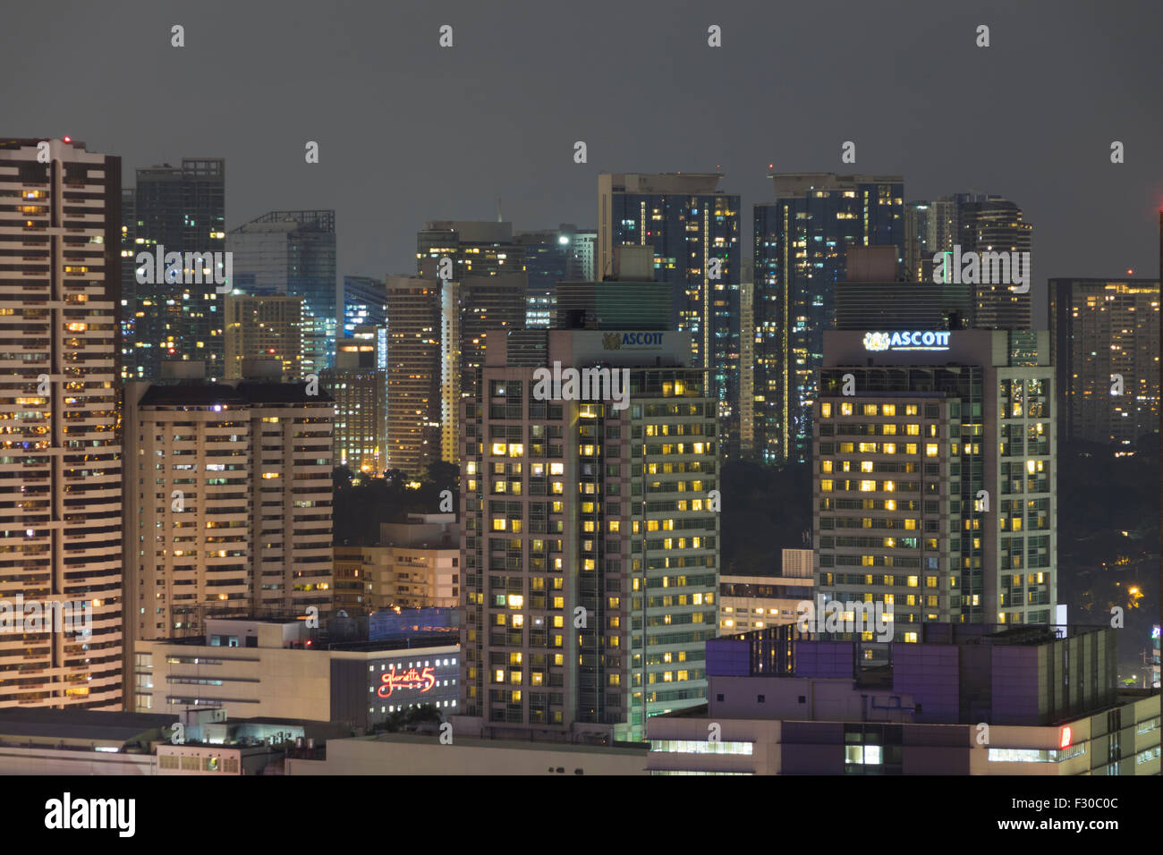 Manila, Philippines - Sept 25, 2015 Twilight left to right pan shoot of ...