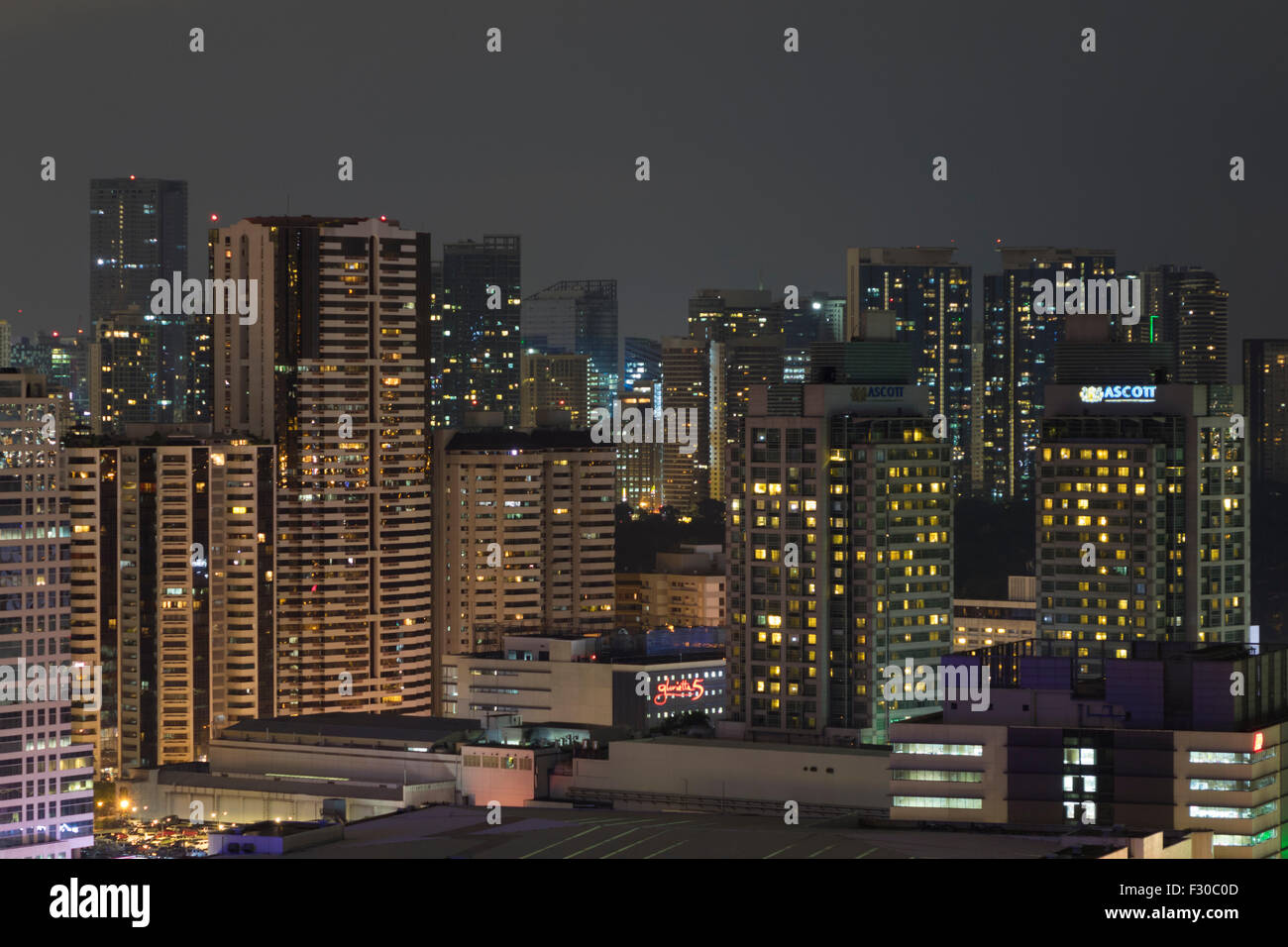 Manila, Philippines - Sept 25, 2015 Twilight left to right pan shoot of ...