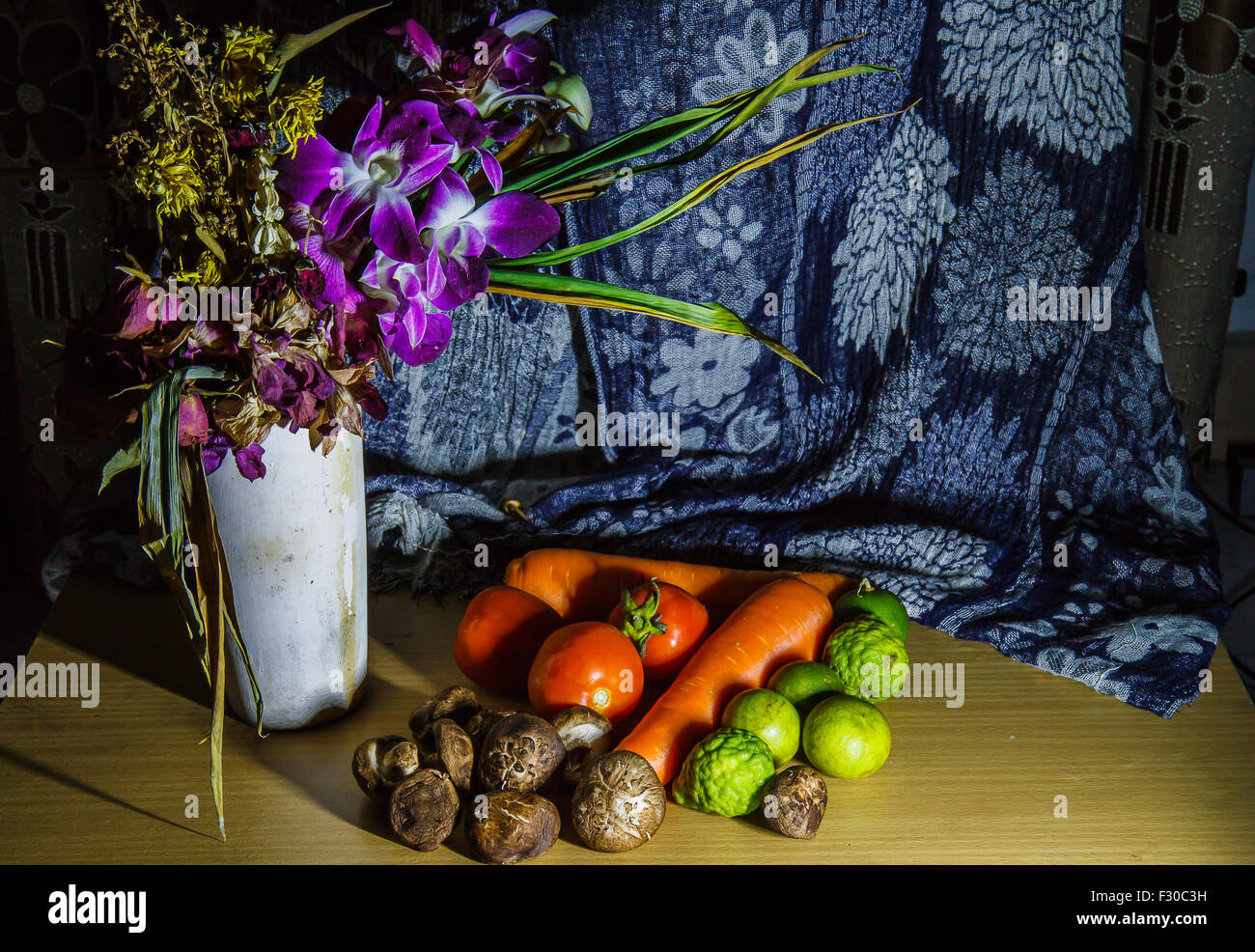Flowers and Fruits still life Stock Photo - Alamy