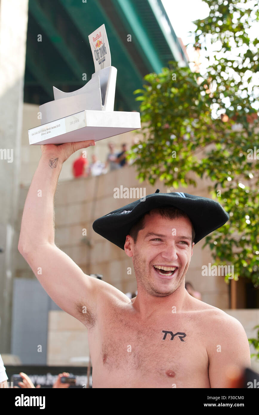 Bilbao, Spain. 26th Sep, 2015. Steven Lobue Winer in the Red Bull Cliff ...