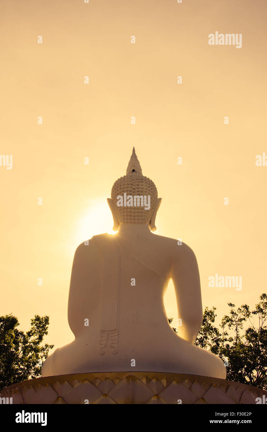 Scenery of Great White Buddha Sculpture On The Time of Dawn, Thailand ...