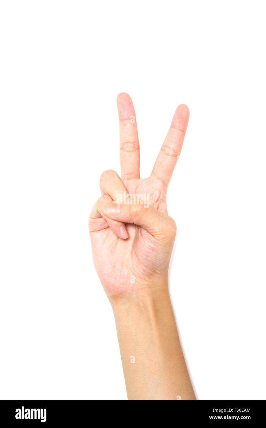 Woman hand victory sign hi-res stock photography and images - Alamy
