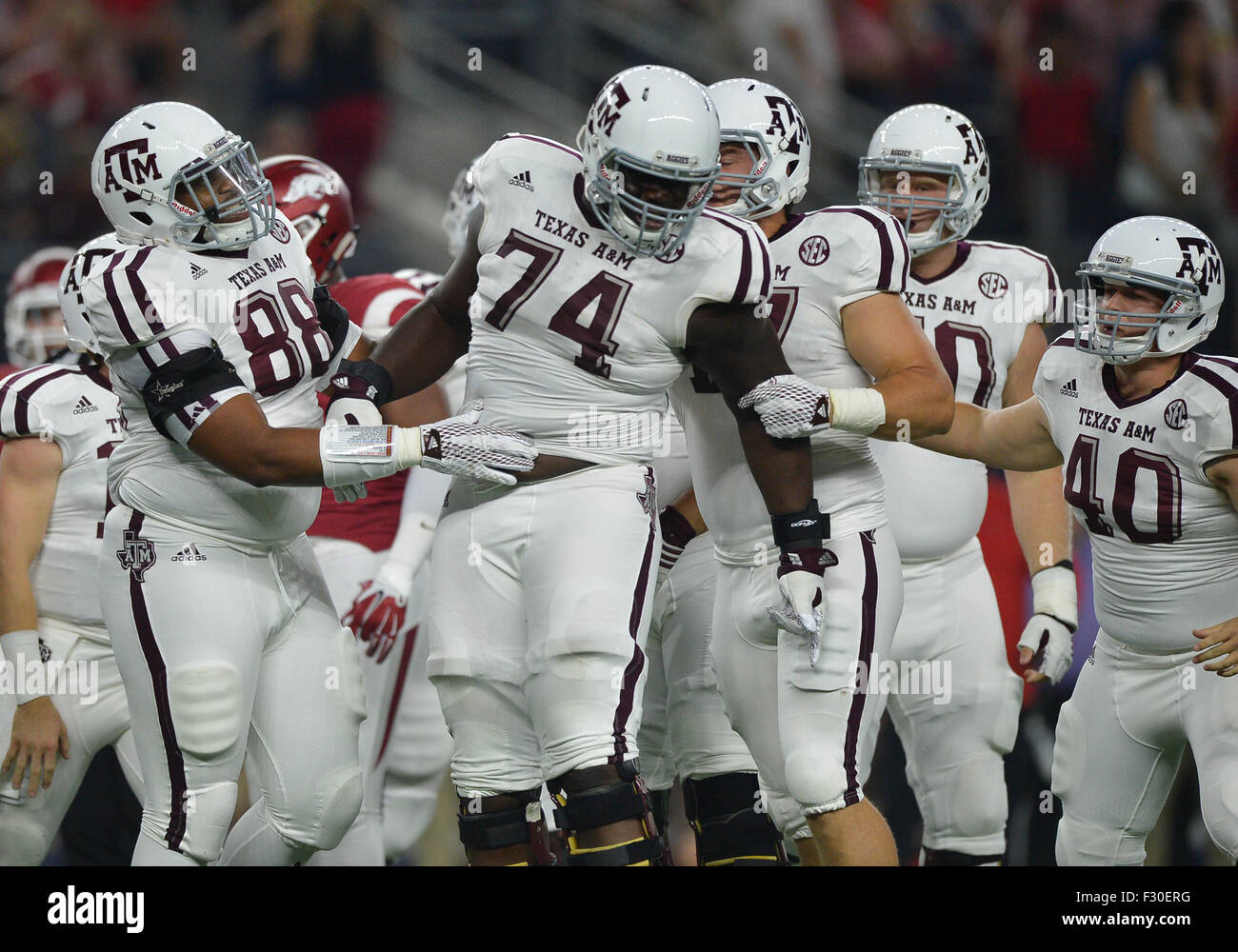 Arlington, Texas, USA. 26th Sep, 2015. Texas A&M Aggies offensive ...