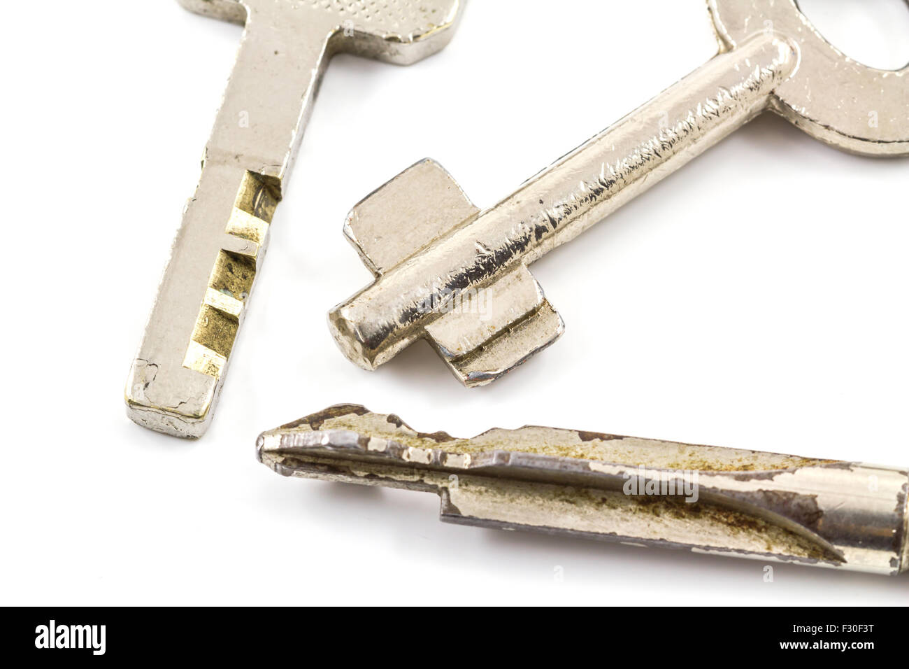 Silver keys isolated on white background Stock Photo - Alamy