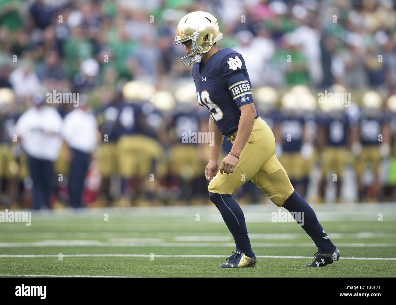South Bend, Indiana, USA. 26th Sep, 2015. Notre Dame kicker Justin Yoon ...