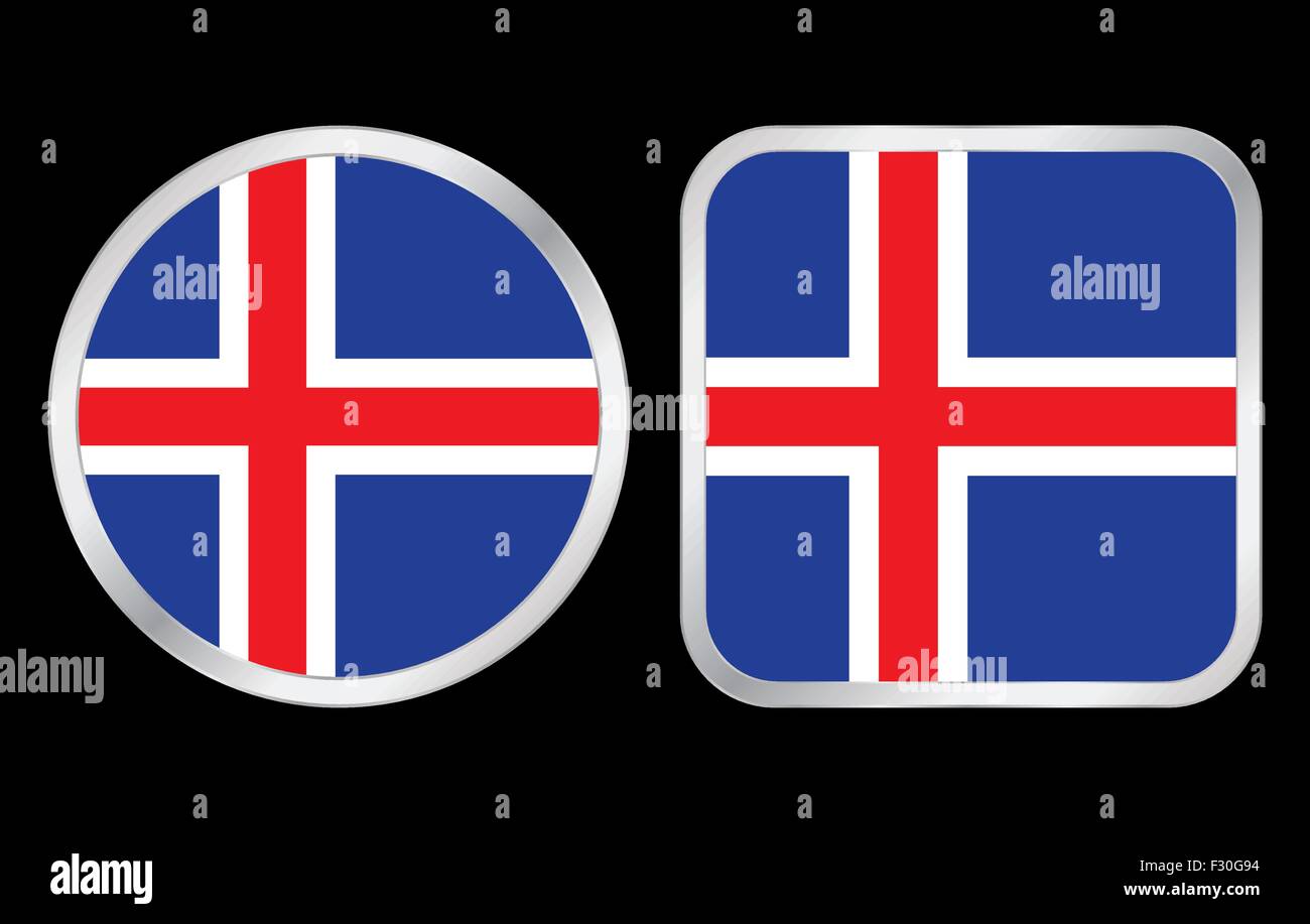 Iceland flag - two icon on black background. Vector illustration Stock ...