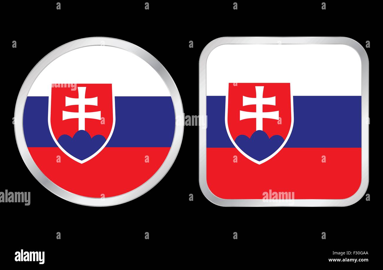 Slovakia flag - two icon on black background. Vector illustration Stock ...