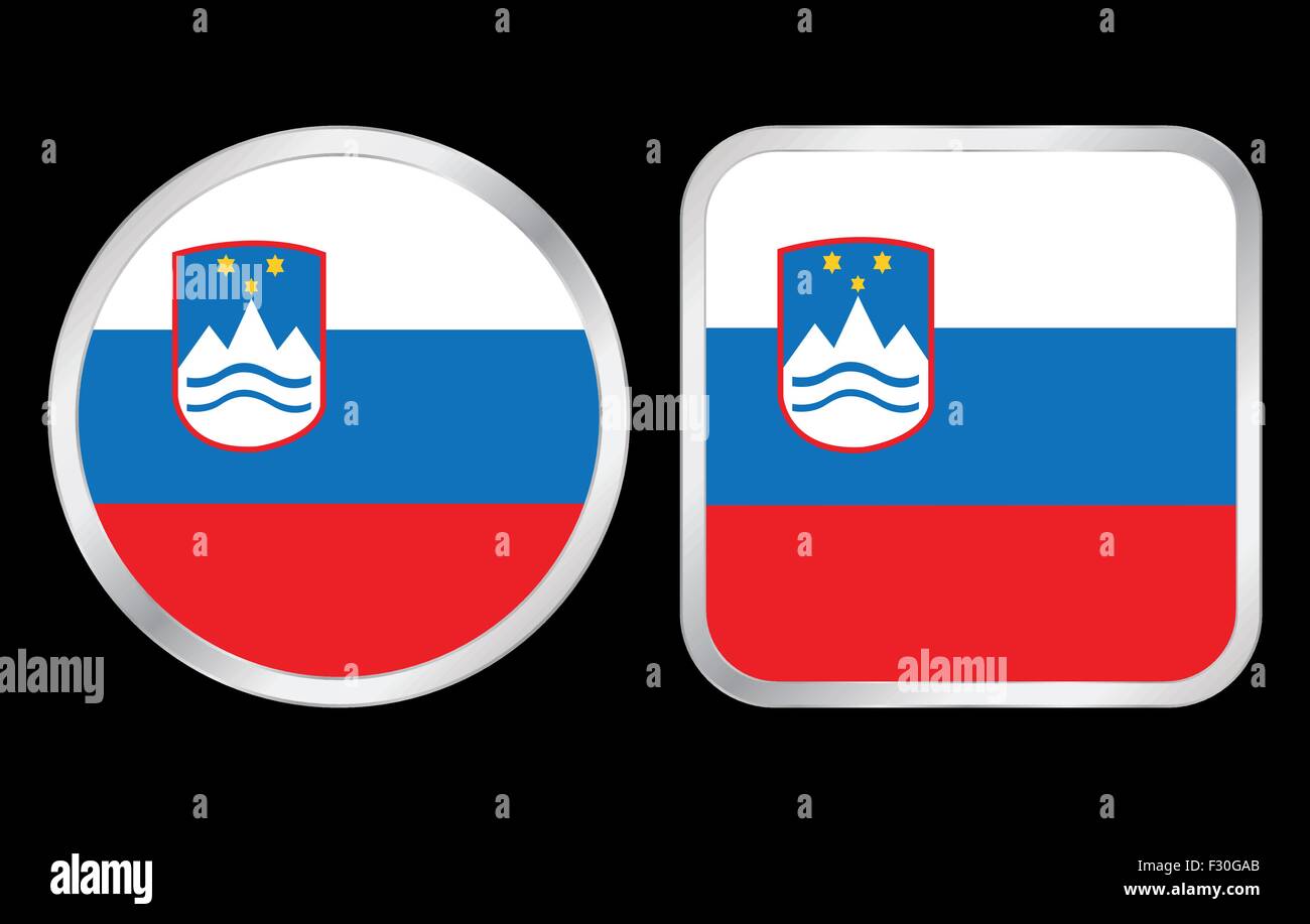 Slovenia flag - two icon on black background. Vector illustration Stock ...