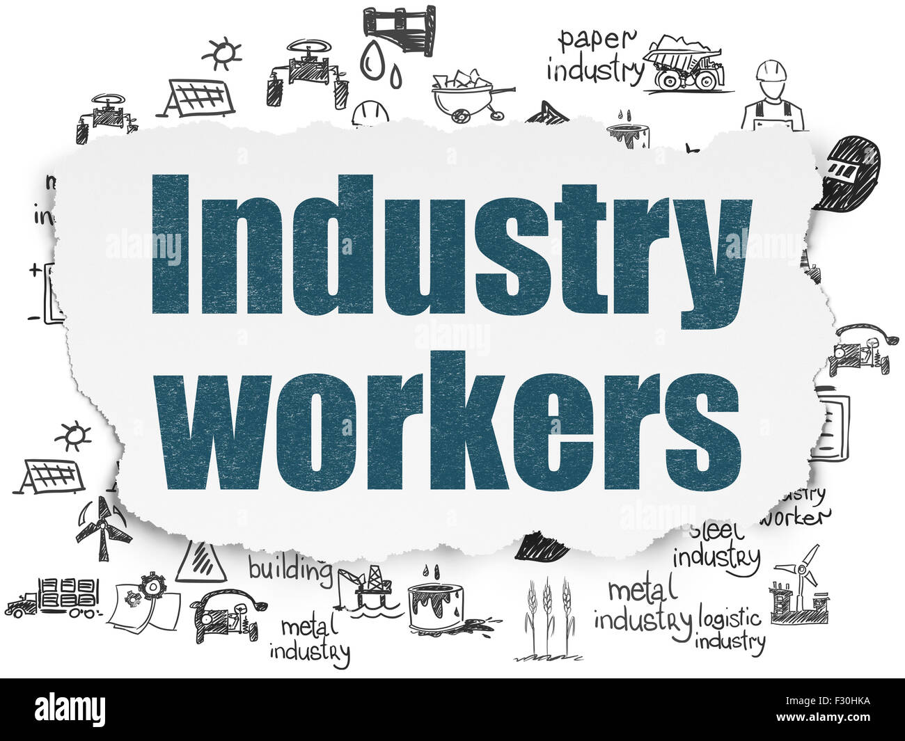 Industry concept: Industry Workers on Torn Paper background Stock Photo ...