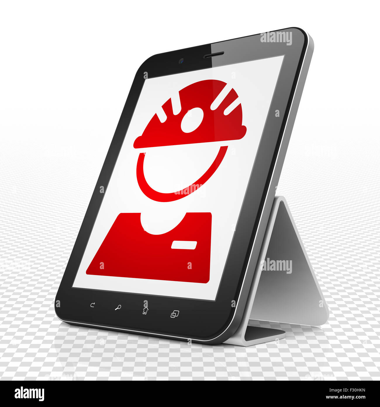 Industry concept: Tablet Computer with Factory Worker on display Stock ...