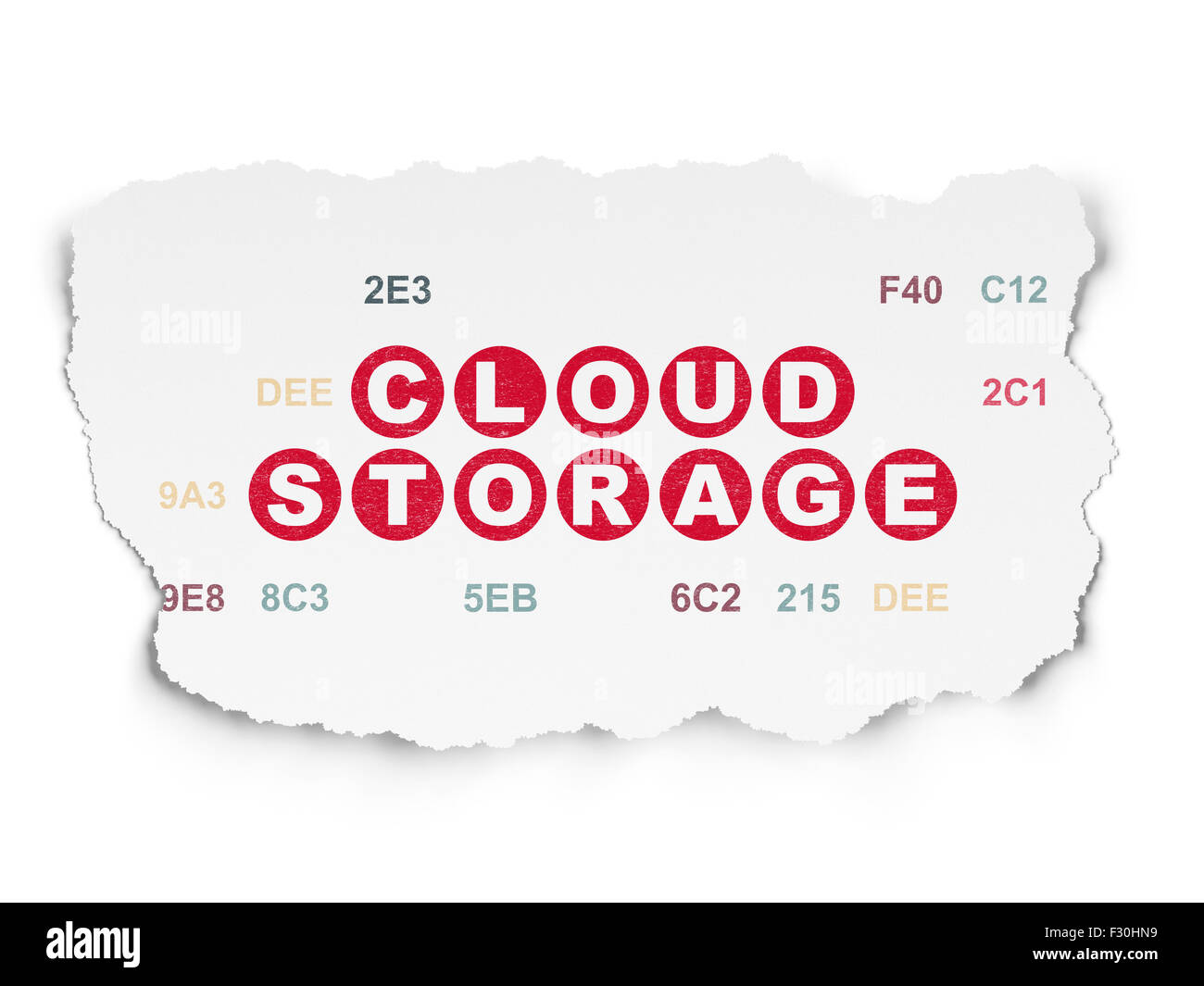 Cloud networking concept: Cloud Storage on Torn Paper background Stock ...