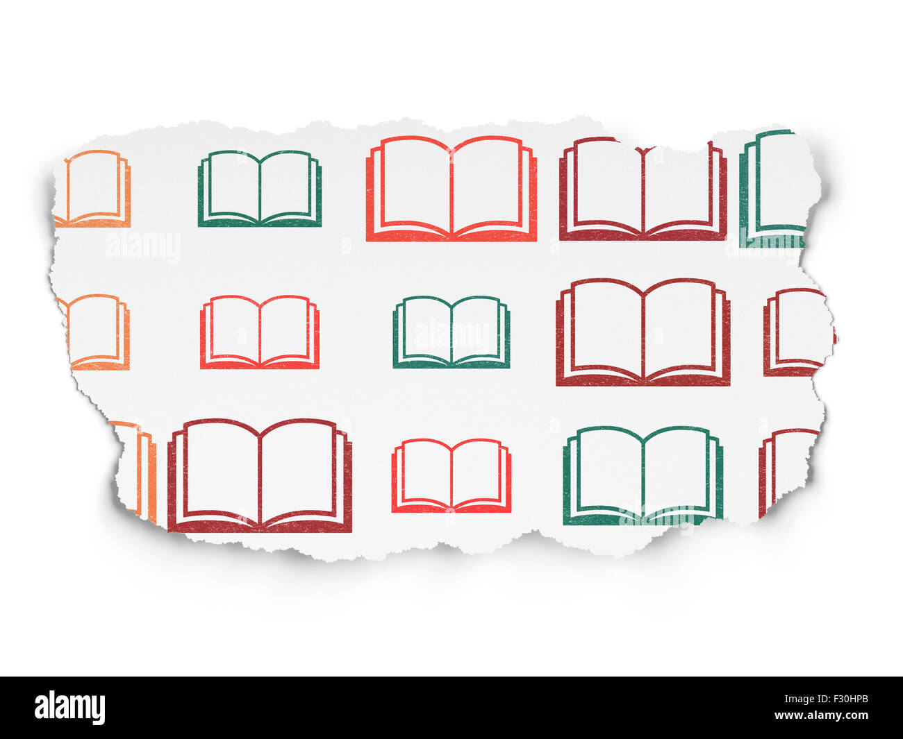 Science concept: Book icons on Torn Paper background Stock Photo - Alamy