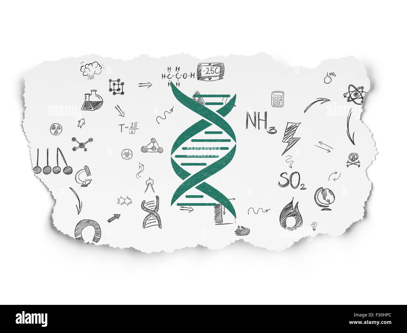 Science concept: DNA on Torn Paper background Stock Photo - Alamy