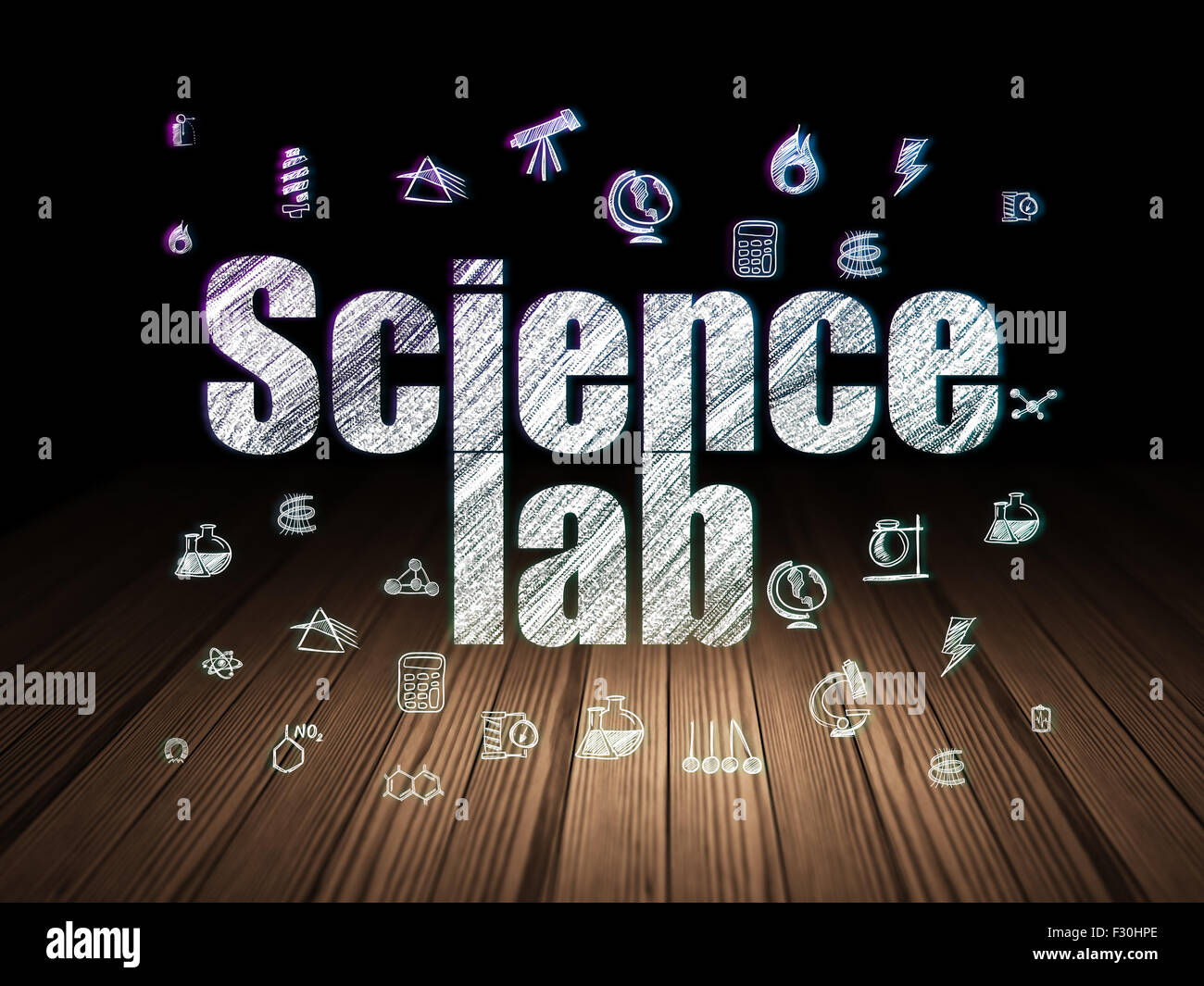Science concept: Science Lab in grunge dark room Stock Photo - Alamy