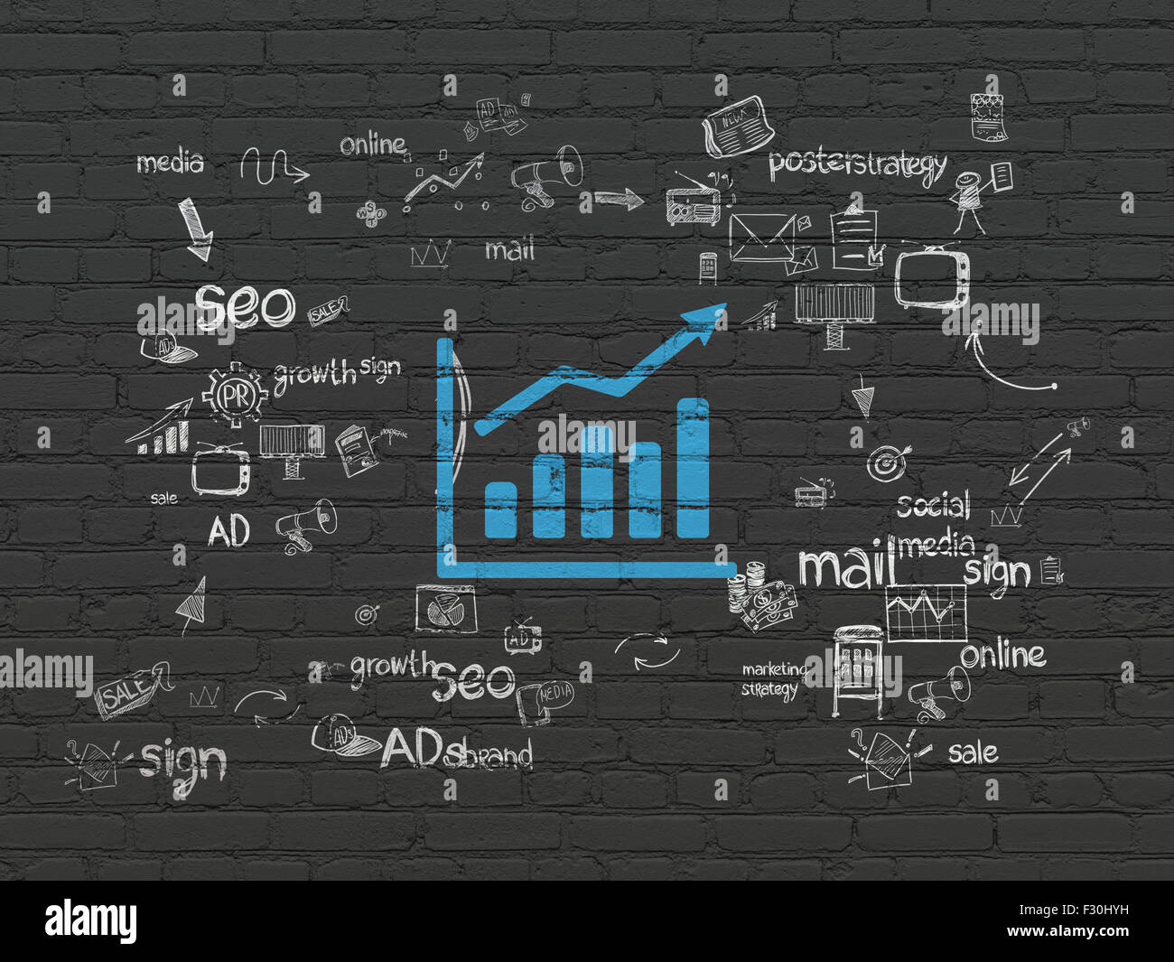 Marketing concept: Growth Graph on wall background Stock Photo - Alamy