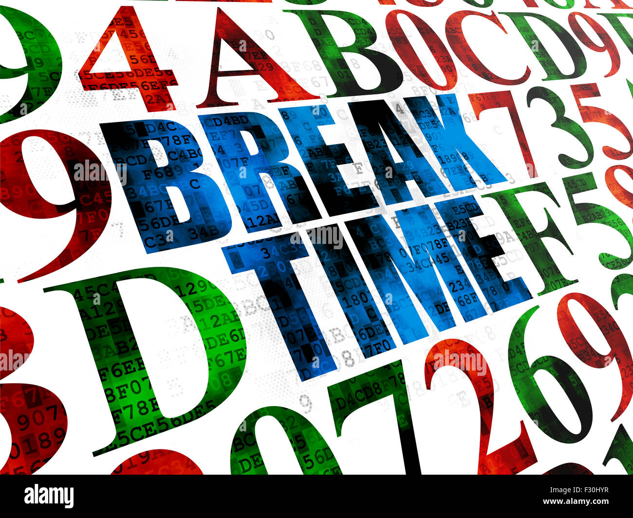Timeline concept: Break Time on Digital background Stock Photo - Alamy