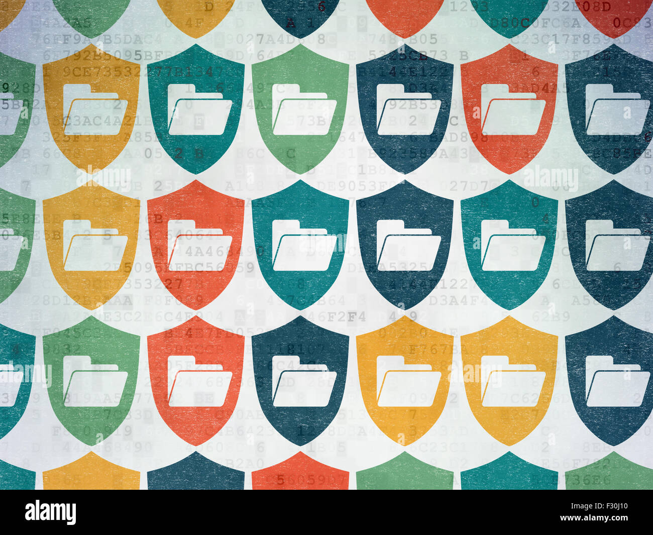 Business concept: Folder With Shield icons on Digital Paper background ...