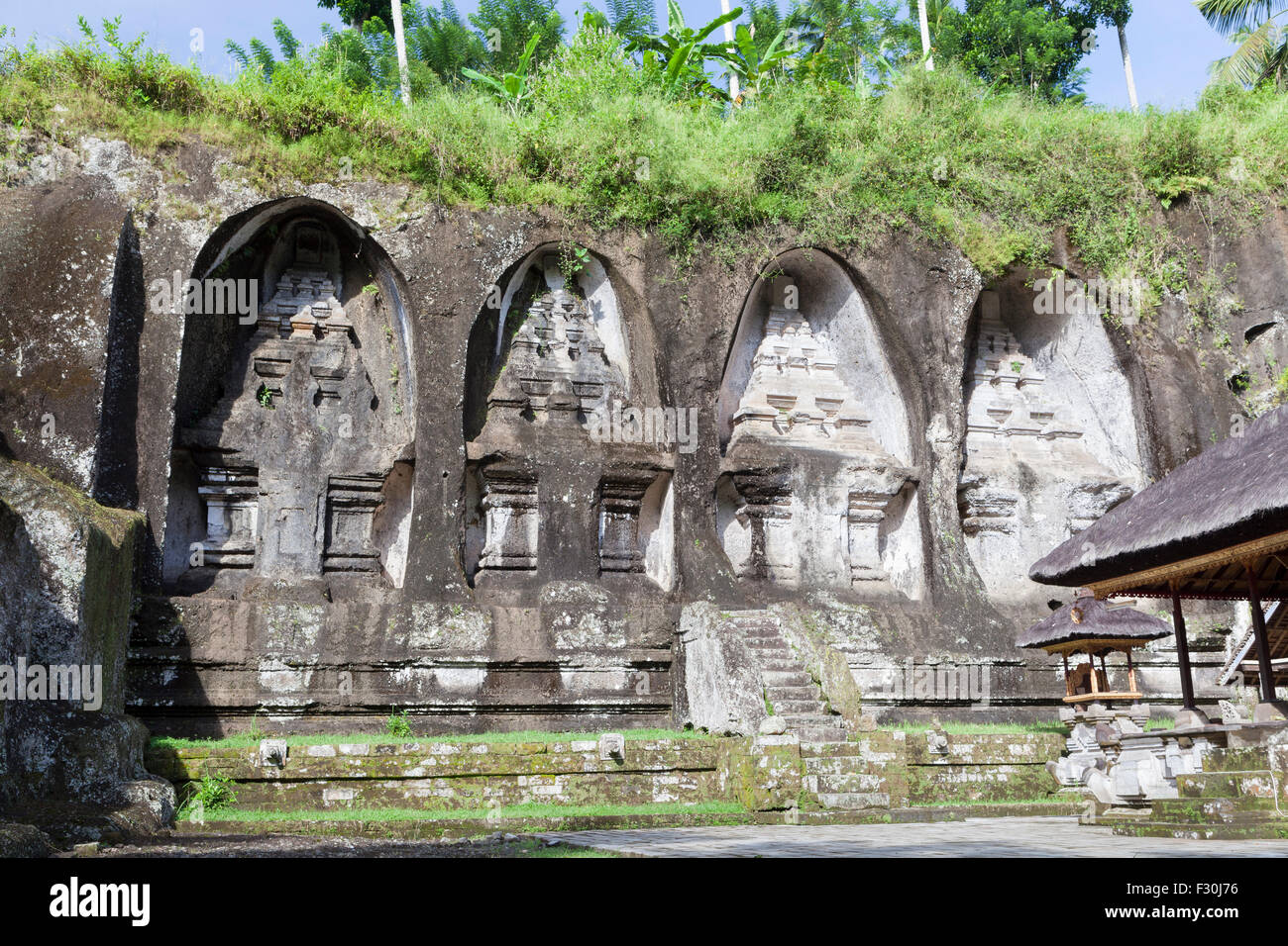 Royal tombs of Gunung Kawi, stone monuments carved into the rock wall ...