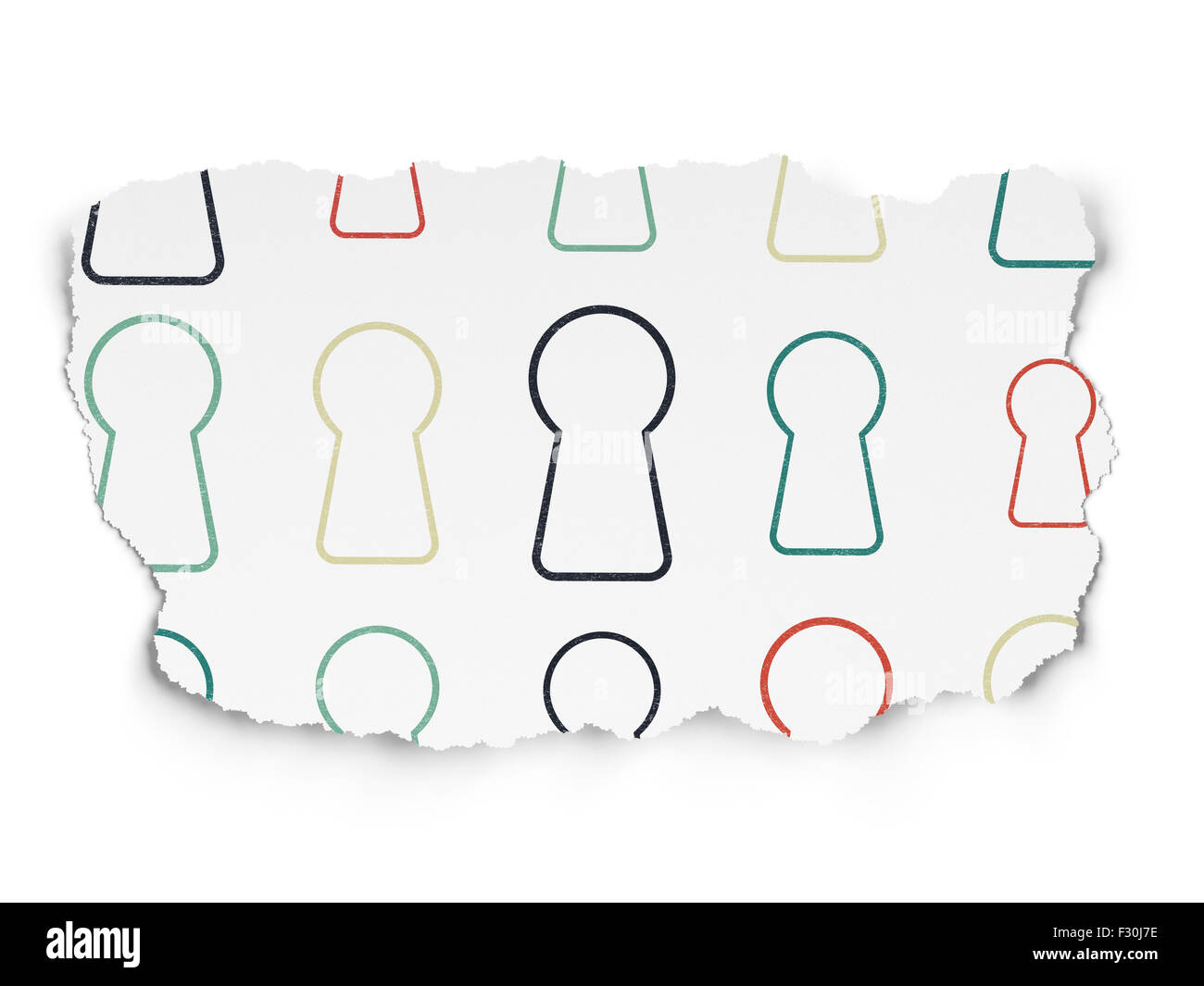 Security concept: Keyhole icons on Torn Paper background Stock Photo ...