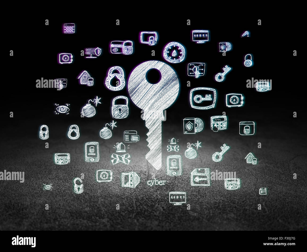 Security concept: Key in grunge dark room Stock Photo - Alamy