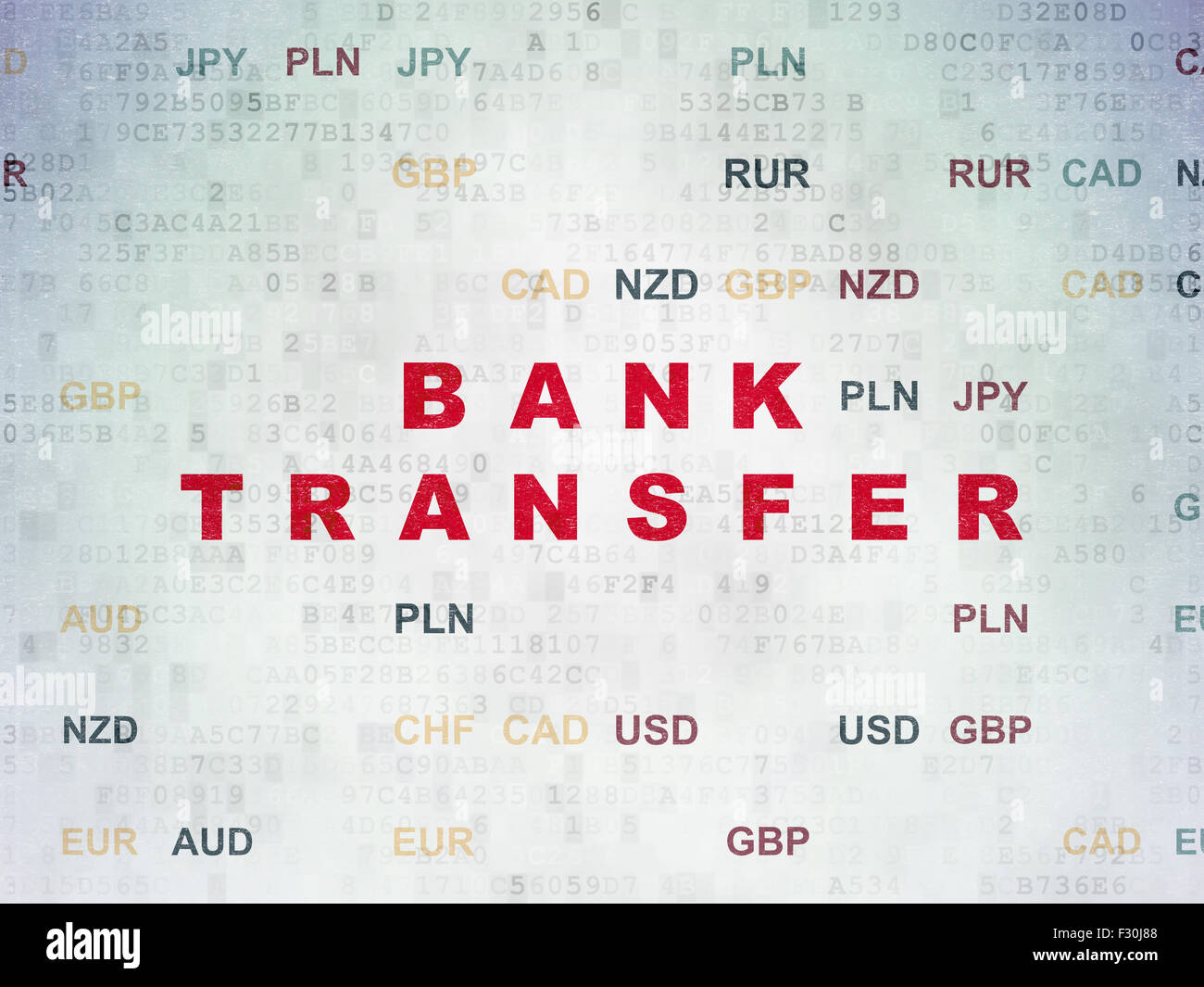 Banking concept: Bank Transfer on Digital Paper background Stock Photo ...