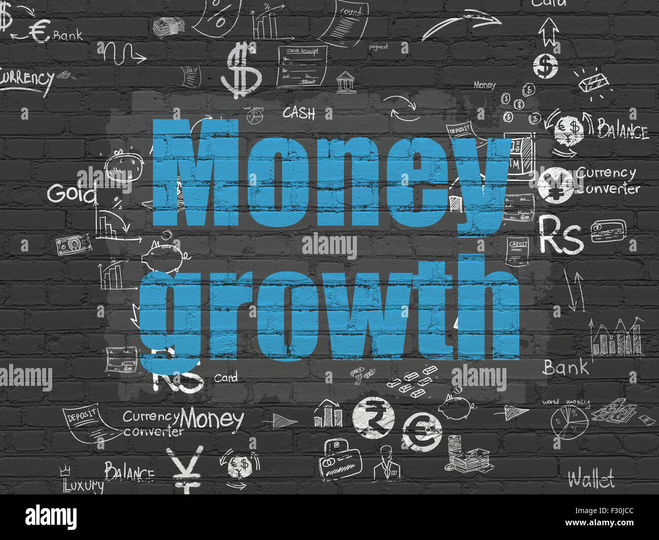 Banking concept: Money Growth on wall background Stock Photo - Alamy