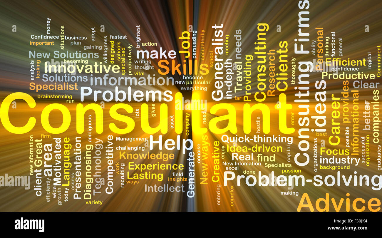 Background concept wordcloud illustration of consulting glowing light ...