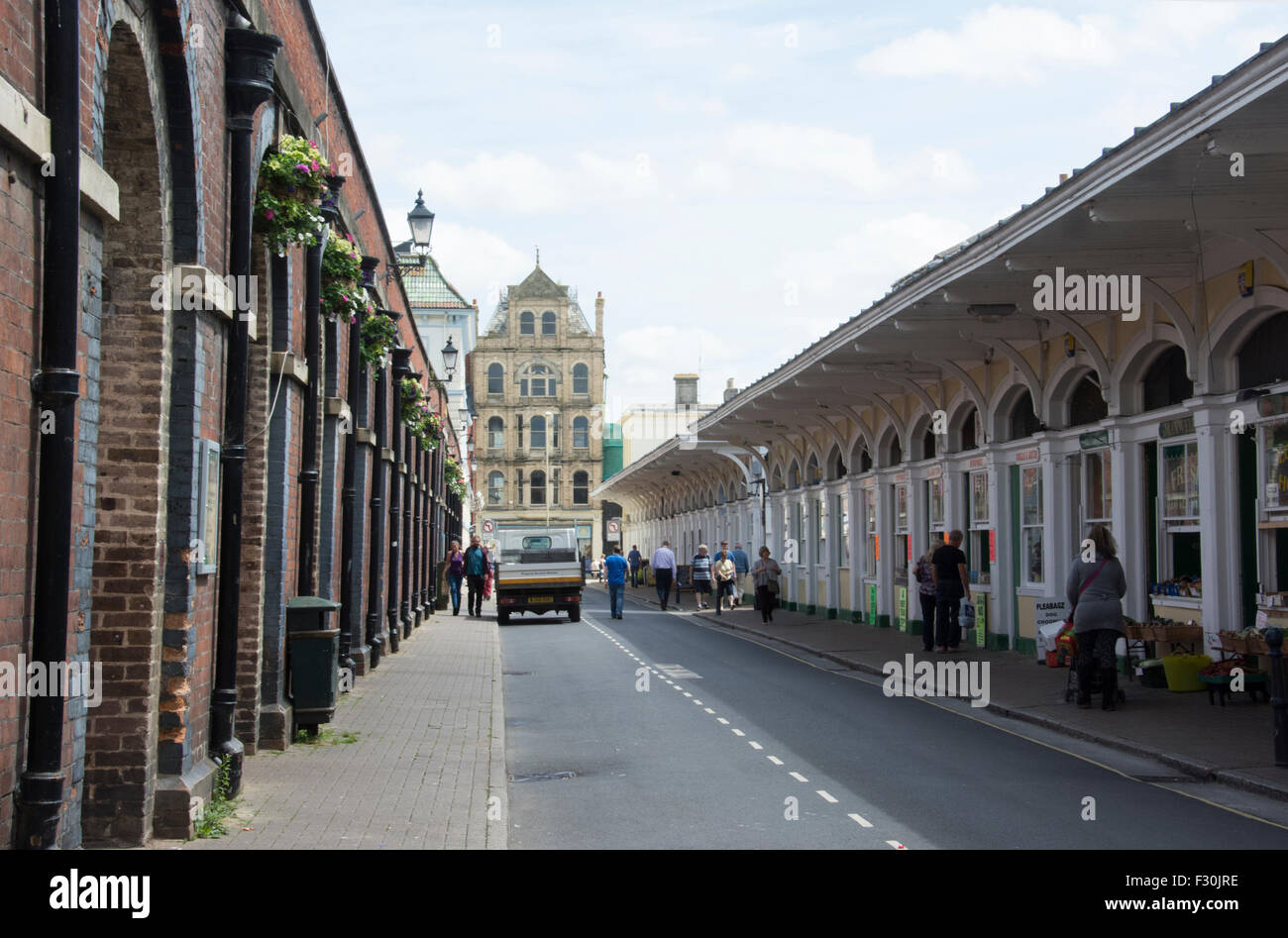 DEVON; BARNSTAPLE; BUTCHERS ROW AND PANNIER MARKET Stock Photo - Alamy