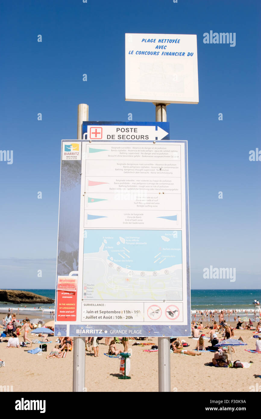 Beach information board Stock Photo - Alamy