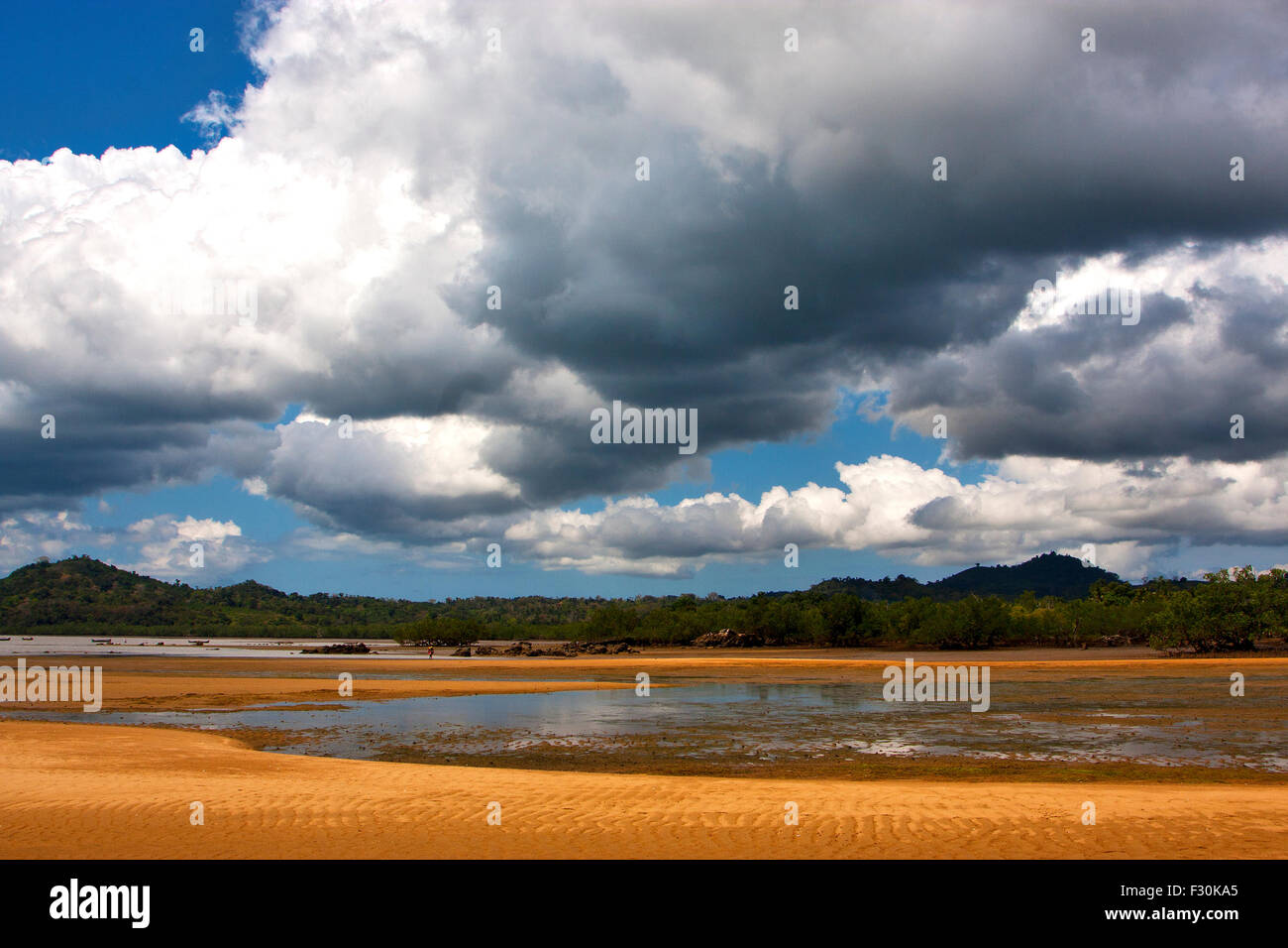coastline river in the blue lagoon relax and bush in madagascar nosy ...