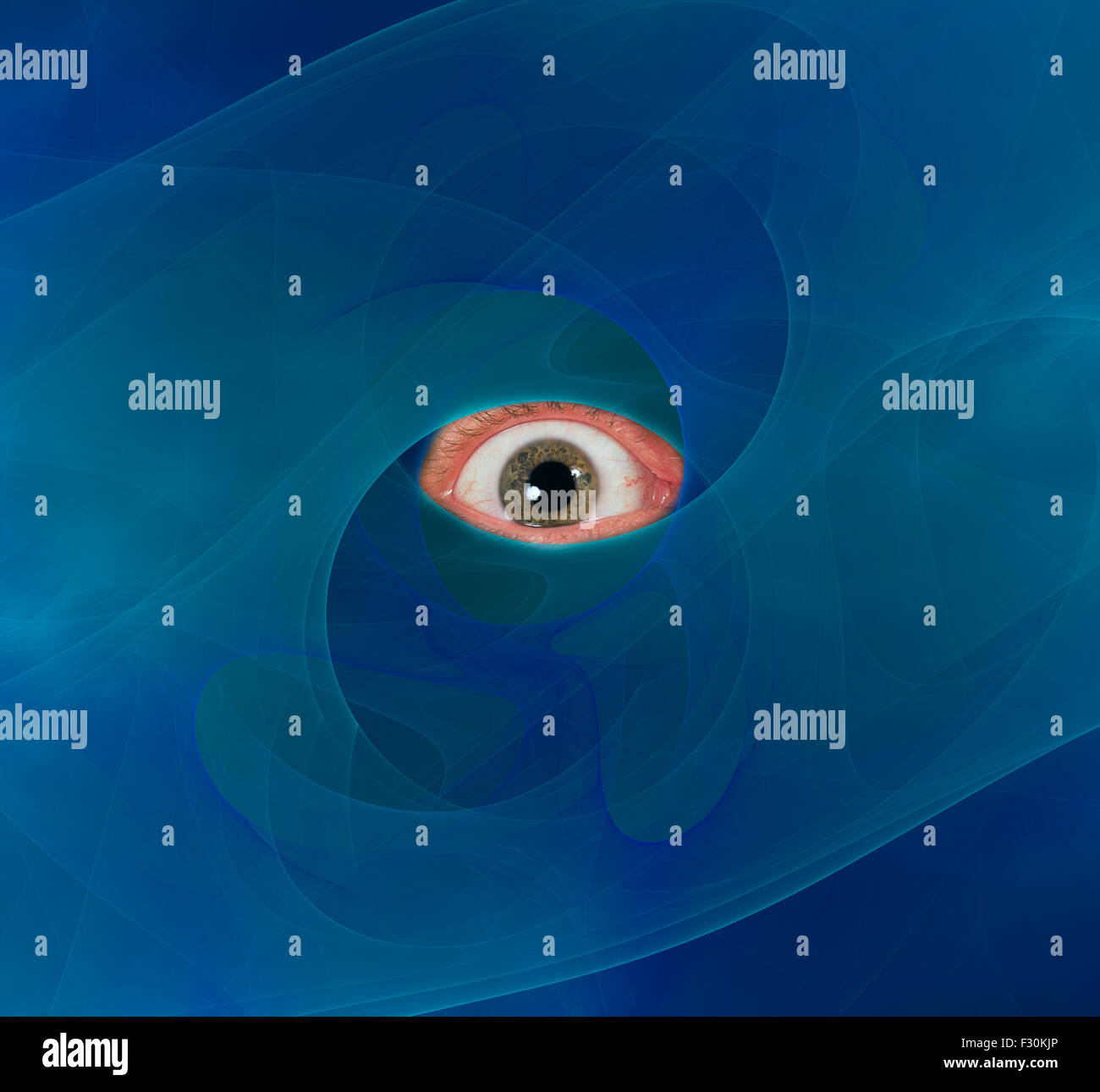 eye eyeball through blue abstract background illustration Stock Photo ...